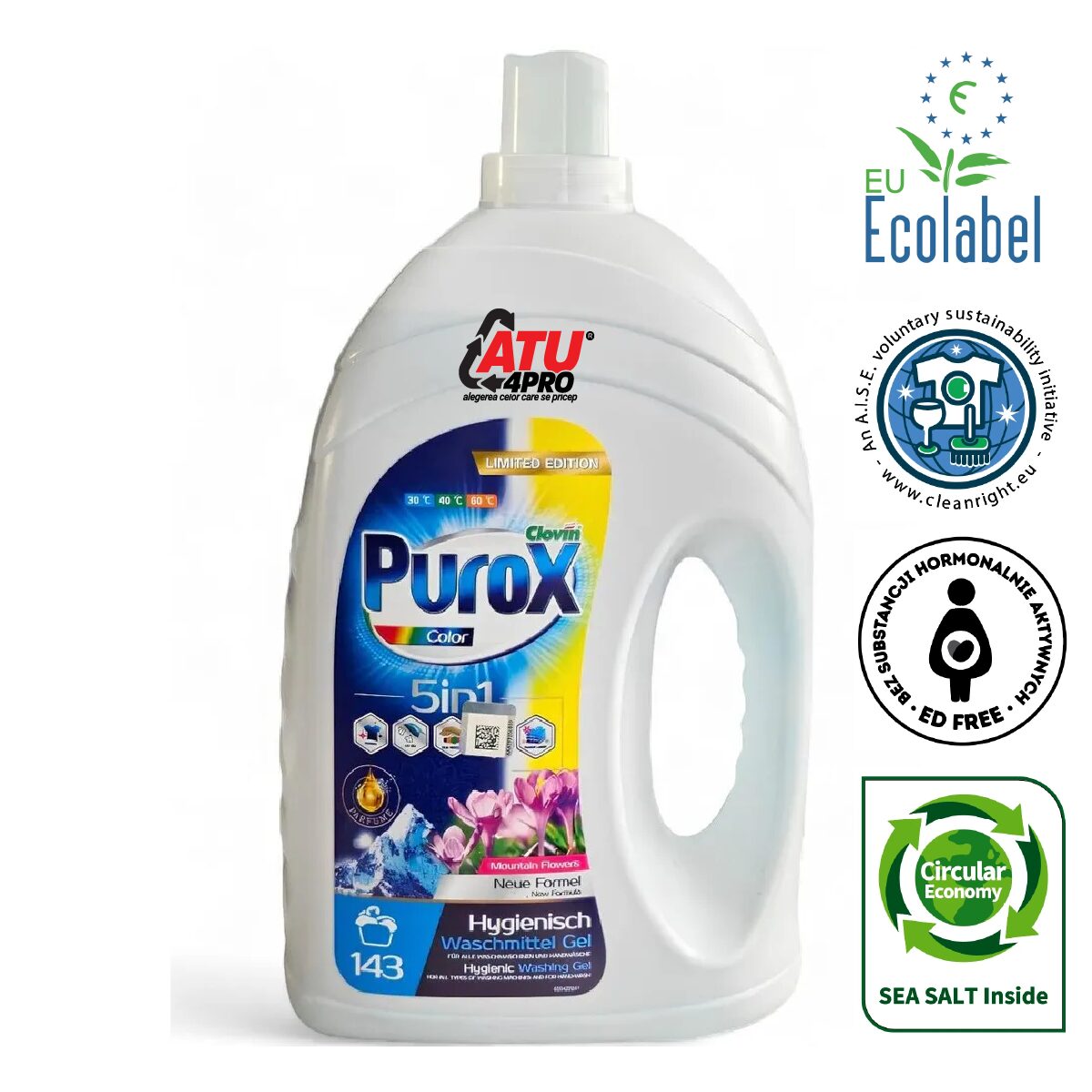 Detergent rufe gel PuroX Mountain Flowers 4.3L, color - Gospodaresti